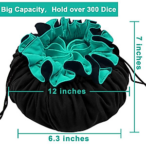SIQUK Large Dice Bag with Pockets Big Capacity Dice Bag Drawstring Dice Pouch DND Dice Storage Bag for RPG MTG Table Games, Hold Over 300 Dice, Rose Red