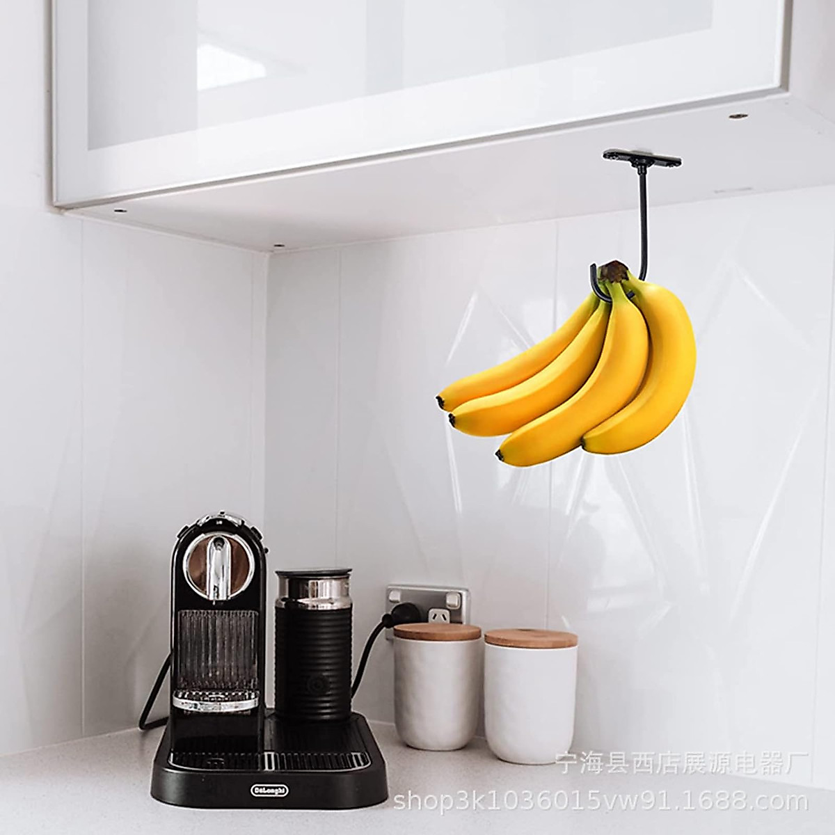 Rooyar Self Adhesive Banana Hook Metal Banana Hanger Under Cabinets Hook for Banana Or Other Kitchen Items Keep Banana