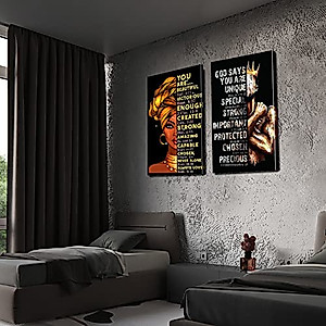 Framed African American Wall Art Inspirational Canvas Art Black Couple Wall Art For Living Room Bedroom Bathroom Home Decor Ready To Hang - (12'x16'x2 Framed)