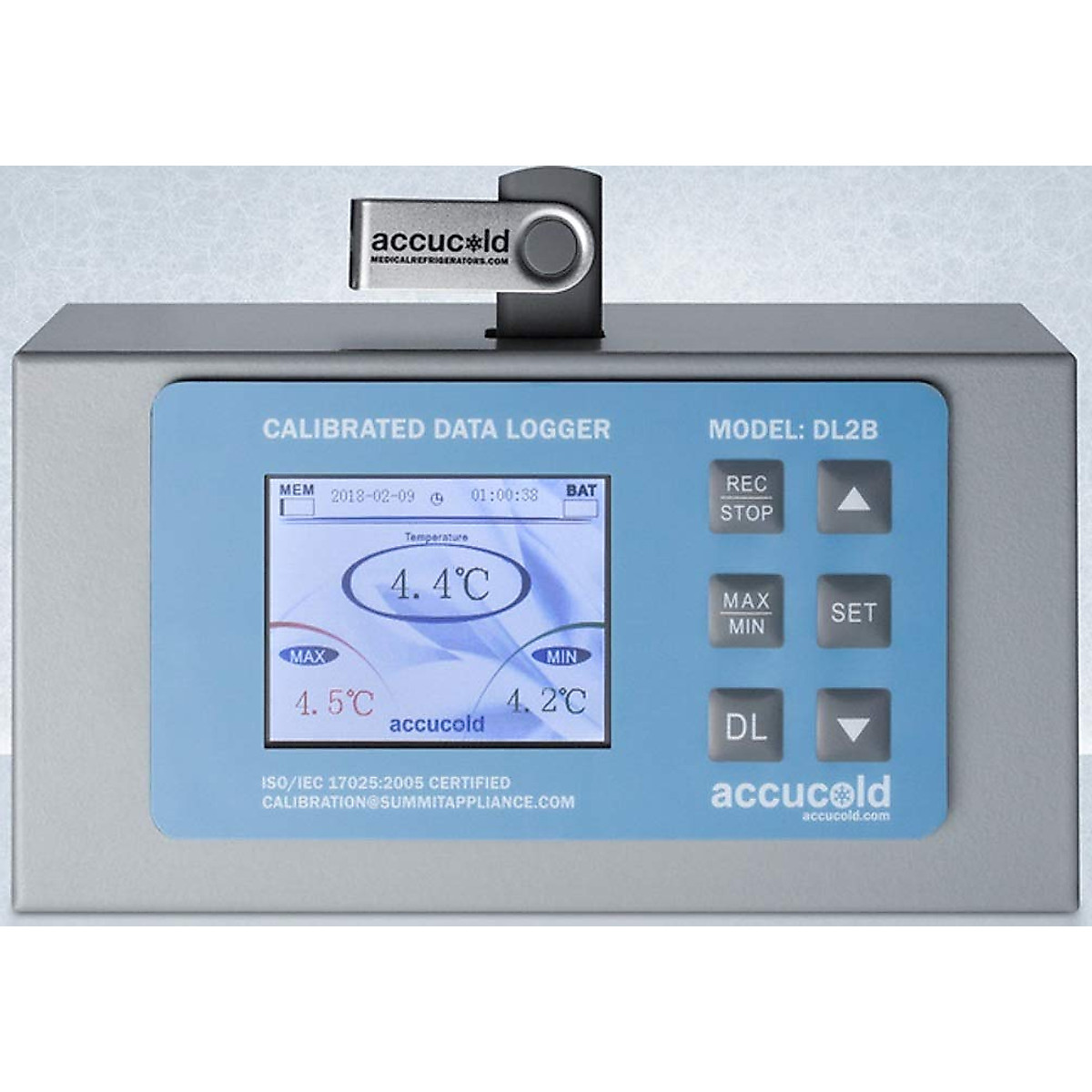 Summit Appliance DL2BKIT NIST Calibrated USB Digital Data Logger (DDL) with Large Display, Internal Memory, and Alarm in Standalone Kit Form for Aftermarket Installation