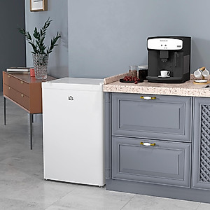 HOMCOM Mini Freezer Countertop, 3 Cu.Ft Compact Upright Freezer with Removable Shelves, Reversible Door for Home, Dorm, Apartment and Office, White