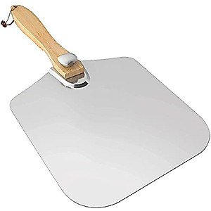 Kitchenware Hero Pizza Peel Aluminum Metal Pizza Paddle With Long Wood Handle,Easy Storage Pizza Shovel For Pizza, Baking, Bread Silver 1214 inch2, 12x14x2