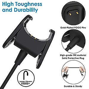 CAVN 2 Pack Charger Cable Compatible with Fitbit Charge 3, Replacement USB Charging Cable Cord Clip Dock Accessories Adapter for Charge 3 / Charge SE Smartwatch 2018