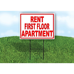 RENT FIRST FLOOR APARTMENT RED WHITE - Single Sided Yard Sign ROAD SIGN with Stand