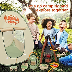 KPUAOAB Kids Camping Set 40Pcs with Play Tent, Binoculars, Oil Lantern, Toy Campfire,Indoor and Outdoor Campfire Toy Set,Gift Idea for Boys Girls Age 3,4,5,6 Year Old for Birthday Christmas