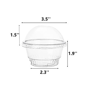 Lyellfe 100 Pack Dessert Cups with Dome Lids, 5 oz Clear Plastic Cups, Disposable Ice Cream Cups for Take Away Food Dessert Cupcake and Fruit