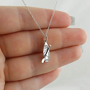 FashionJunkie4Life Sterling Silver Paddle Board Accessories Necklace, 18" Cable Chain, Paddleboarding | Birthday Gifts for Women and Men
