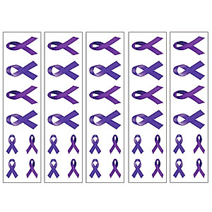 40 Purple Ribbon Temporary Tattoos: Pancreatic Cancer Awareness Tattoo