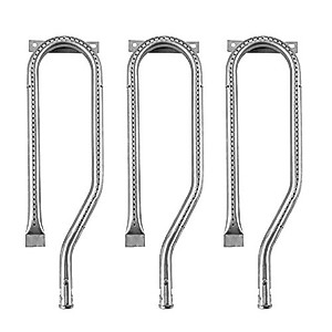 YIHAM KB867 Gas Grill Burner Replacement for Jenn-air Grill Parts 720-0336, 720-0337, 720-0339, 730-0336, 740-0142, Nexgrill BBQ Models, 15 13/16 inch Stainless Steel Curved Burner, Set of 3