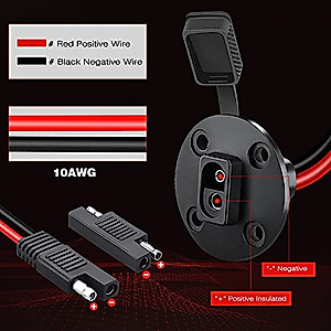 EXTRACTME 2 Pack SAE Connector Power Socket Sidewall Port, 10AWG Weatherproof SAE Quick Connect Solar Panel Flush Mount Connector Plug Cable with 2 SAE Adapter for Solar Generator Battery Charger
