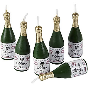 Wilton Candles and Cake Decorations, 2 -Inch, Champagne Bottles, 6-Pack, Green
