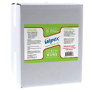 Wipex Gym Equipment Cleaner Gym Wipes - 75ct Workout Equipment Cleaner Wipes for Personal Use - Fitness Equipment, MMA Gear, Pilates, Spas, Gyms, Peloton Bikes, Watermelon Scent (4 Canisters)