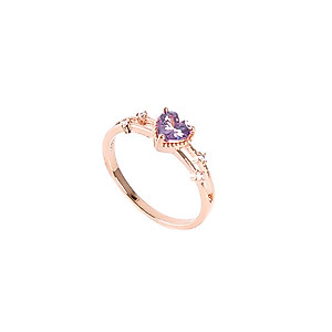 Essencedelight Heart-Shaped Artificial Zircon Ring Elegant Lady Stacking Ring for Bride Engagement Wedding,Photo Color