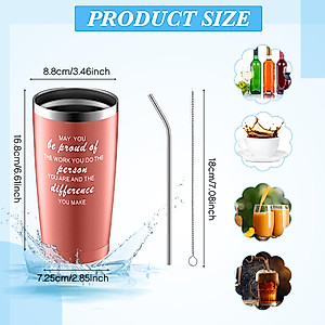 Lallisa 6 Pcs Employee Appreciation Gifts Thank You Gifts Inspirational Christmas Gifts for Coworkers May You Be Proud of the Work You Do Tumbler Cup for Nurse Teacher(Mint, Rose Gold)