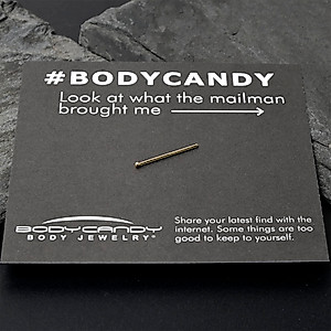 Body Candy Solid 14k Yellow Gold 1.5mm Ball Straight Fishtail Nose Stud Ring 20 Gauge 17mm