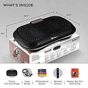 LifePro Vibration Plate Exercise Machine - Whole Body Workout Vibration Fitness Platform w/ Loop Bands - Home Training Equipment for Weight Loss & Toning (Black) (Renewed)