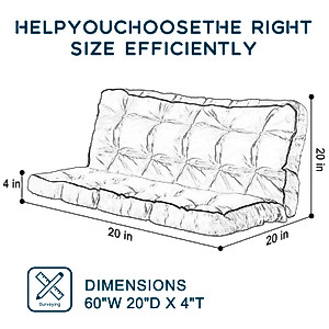 Porch Swing Cushions, Outdoor Seat Cushion, Outdoor Swing Replacement Cushions，Waterproof Bench Cushion with Backrest and Ties for Patio Porch Garden Backyard (Red Oak, 60x 40 x 4 inches)