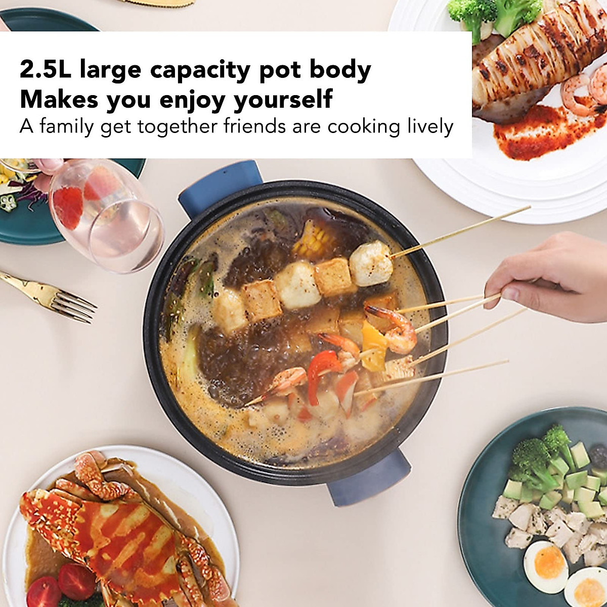 800W Electric Cooker 2.5L 3 Speed Control Single Layer,Multifunction Electric Skillet for Stir Fry, Roast, Ramen Cooker with Dual Power Control for Dorm, Electric Stock PotMultifunctional(#1)