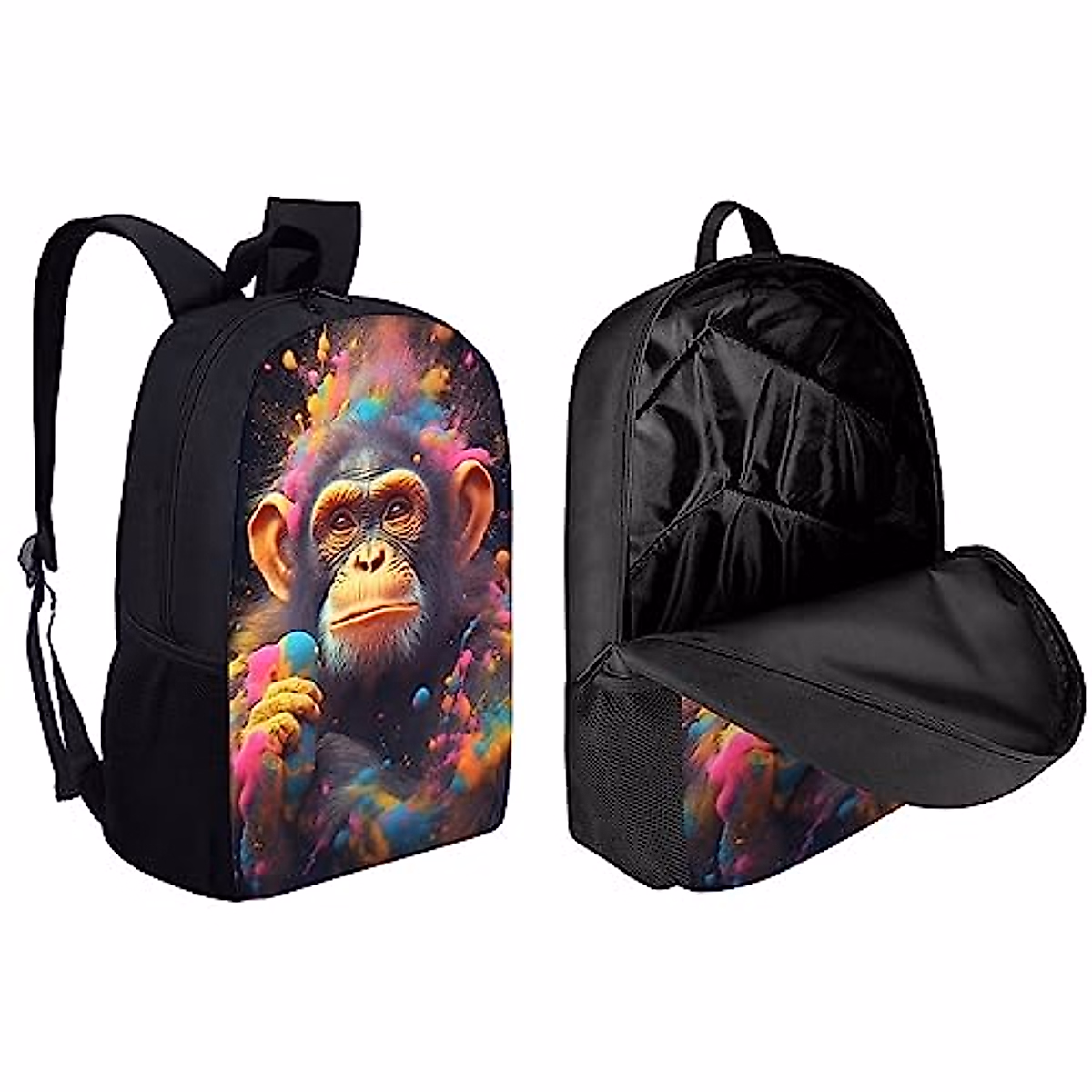 Cute Monkey Kids Backpack School Bag With Lunch Bag and Pencil Bag for Teen Boys Middle Junior High School Bookbag Rucksack Lightweight Shoulder Handbag Daypack Satchel