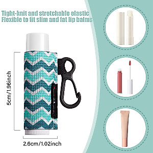 HEYSKAY Lip Balm Holder Sleeves Keychain Chapstick Elastic Sleeves (Black/light blue strip/dark blue strip) 3 Count (Pack of 1)