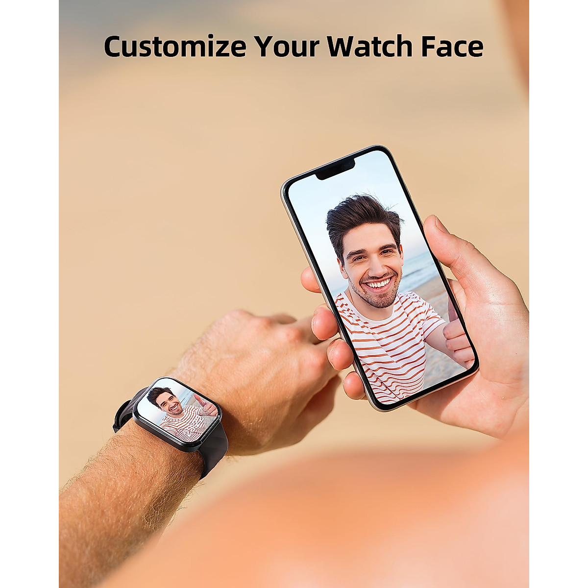 Parsonver Smart Watch for Women Men, 1.69"(43mm) Smartwatch for Android Phones and iPhone Compatible IP68 Waterproof Fitness Watch with HD Touch Screen Sleep Tracker Heart Rate Pedometer