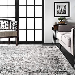 nuLOOM Madisson Vintage Faded Medallion Area Rug, 5x8, Silver