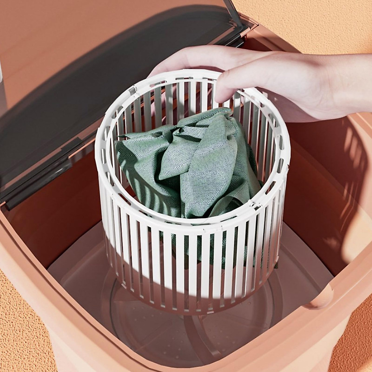 Portable Washing Machine, 15L Foldable Mini Washing Machine & Dryer Combo, Mini Washer for Socks, Baby Clothes, Towels, Underwear, Small Items, Apartment, Dorm, (US Plug 110V)