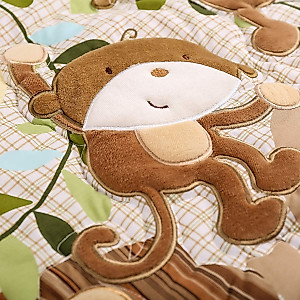 Brandream Fun Forest Lion Elephant Crib Bedding Sets for Baby Boys | 3 Piece Jungle Nursery Set