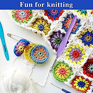 Inscraft 82 Pcs Crochet Hook Set, 19 Sizes 0.6mm-8mm(L), Ergonomic Soft Grip Handles Crochet Needles (11 Sizes) Kit with Bag for Arthritic Hands, Crochet Starter Kit for Beginners Knitting Yarn Lovers