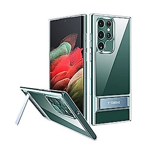TORRAS MoonClimber for Samsung Galaxy S22 Ultra Case [Upgraded Armor-Level Shockproof][3 Stand Ways] Ultra HD Clear Slim Hard Kickstand Protective S22 Ultra Case for Galaxy S22 Ultra Case, Clear