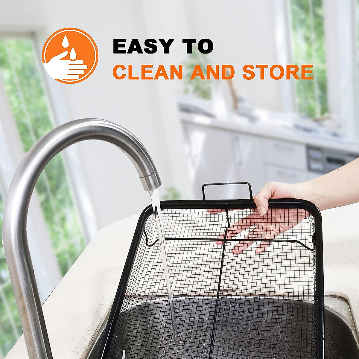 Air Fryer Basket for Oven,13”*11”*3.3" Crisping Basket Air Fry Crisper Basket Non-Stick Air Fryer Replacement Part Stainless Crisper Oven Tray for French Fry/Frozen Food