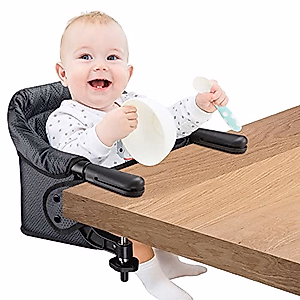 Hook On Chair, Safe and High Load Design, Fold-Flat Storage and Tight Fixing Clip on Table High Chair, Removable Seat Cushion, Attach to Fast Table Chair (Black)