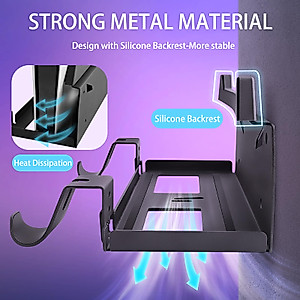 BracNova Wall Mount For PS5 Original, PS5 Slim, and PS5 Pro-Steel PS5 Wall Mount Kit With 2 Removable Controller Holder And Silicone Backrest-Mounts PlayStation 5 on a Wall by Your TV