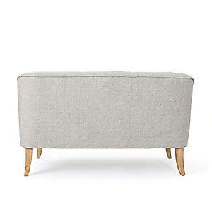 Christopher Knight Home Justus Mid-Century Modern Fabric Loveseat, Beige / Natural