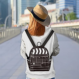 Black Movie Clapboard Mini Backpack for Women Girls, Small Backpack Purse Travel Shoulder Bag Casual Lightweight Daypack Fashion Backpack