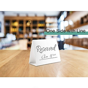 20 Pack Modern Reserved Table Sign With Name Line - Reserved Signs For Wedding - White Reserved Signs - Wedding Accessories - Tent Cards For Reserving Seats & Places - Place Cards for Party, Event