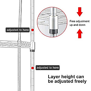 VOONEEN 4 Tier Shelf Shelving Units, Multipurpose Metal Modern Small Storage Rack with 4 Hooks, Stainless Steel Wire Organisation Suitable For Pantry Kitchen Livingroom Bathroom Office, 45*30*90 CM