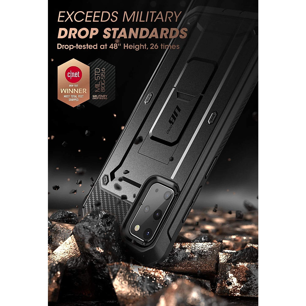 SupCase UB Pro Series Designed for Samsung Galaxy S20 Plus Case / S20 Plus 5G Case (2020 Release), Full-Body Dual Layer Rugged Holster & Kickstand Case Without Built-in Screen Protector (Black)