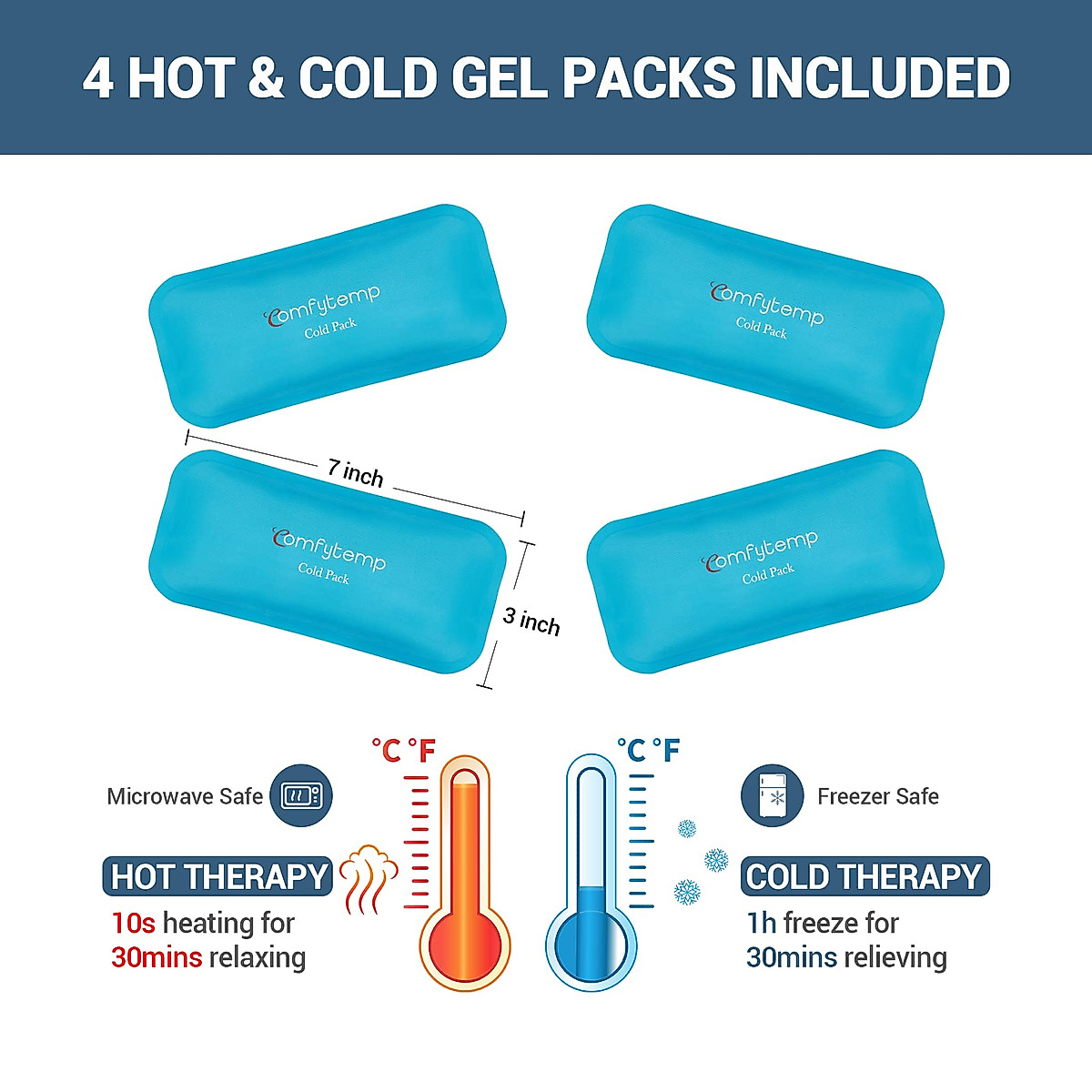 Comfytemp Wisdom Teeth Ice Pack Head Wrap, Face Ice Pack for TMJ Relief, Surgery Recovery, FSA HSA Eligible, 4 Reusable Hot & Cold Gel Packs, Pain Relief for Jaw, Chin, Oral, Facial, Dental Implants