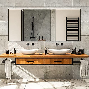 Koonmi 71"x31" Full Length Mirror Extra Large Floor Mirror Hanging or Leaning Against Wall Mounted Aluminum Alloy Dressing Rectangle Body Mirror Bedroom Burst-Proof Glass, Black