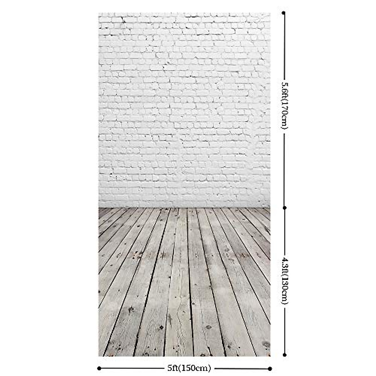 HUAYI 5'x10' Vinyl Backdrop for Photo Studio Pictures Home Decoration DIY Food Background Brick and Wood Floor D-2504