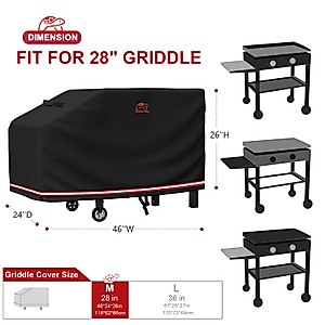 Turtle Life Grill Griddle Cover, Heavy Duty Flat Top Gas Smoke Grill Cover for 28" Blackstone Cooking Station, Medium, Black, 46" Wx24 Dx26 H