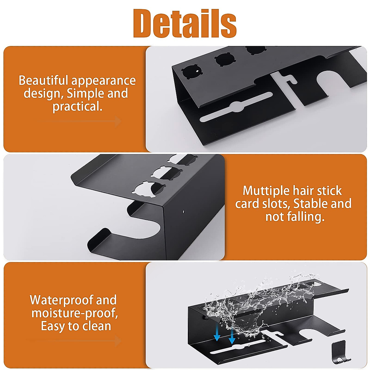 Longzhuo Hair Dryer Holder Wall Mounted for Dyson Airwrap Styler Accessories, Hair Dryer Stand for Curling Iron Barrel Brush Diffuser Nozzle Hair Dryer, Hair Tool Organizer Storage Rack for Bathroom