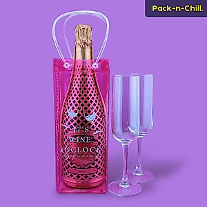 Wine Chiller (Pink), Portable Ice Wine Bag with Handles, Collapsible, Cools Wine Champagne Beers Ice Drinks in Minutes Anywhere You Go, Wine Gift Bag