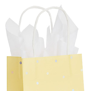 BLUE PANDA 36 Pack Small Polka Dot Rainbow Gift Bags with Handles and White Tissue Paper for Birthdays, 6 Pastel Colors (9 x 6 x 3 In)