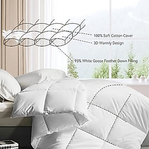 Deodar Feather Down Comforter King Size, Bedding Comforters King Size for Sleeping,Duvet Insert Soft Fluffy Cozy Down Comforters(104"x 88")