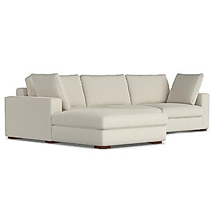 SIMPLIHOME Charlie Left-Facing Sectional Sofa in 100% Recycled Polyester Tightly Woven Performance Fabric, Cream, 122-inches Wide, Handcrafted Contemporary Style L-Shaped Couch with Chaise