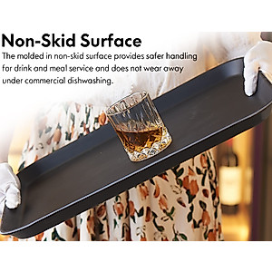 CURTA 2-Pack Restaurant Grade Non-Slip Tray, NSF, 18 Inch x 14 Inch, Plastic Rubber Lined Anti-Skid Rectangular Serving Tray, Black
