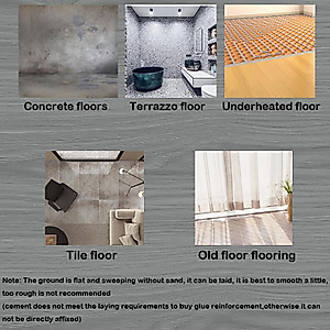 Intensification Peel and Stick Floor Tile，Vinyl Flooring Roll Thicker 12" x 6" x 0.06" 1-Pack 1.5 Sq.Ft Floor Grey Wood Grain Look DIY Self-Adhesive and Waterproof Flooring for Bedroom, Living Room