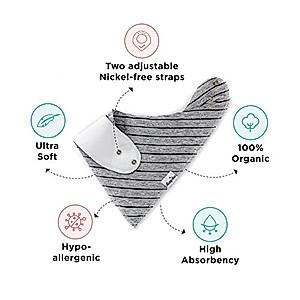 KiddyStar Organic Cotton Toddler Bibs: Bandana Bibs for Drooling, Teething, Feeding & Newborn Babies, Ultra Soft & Absorbent, 8 Pack